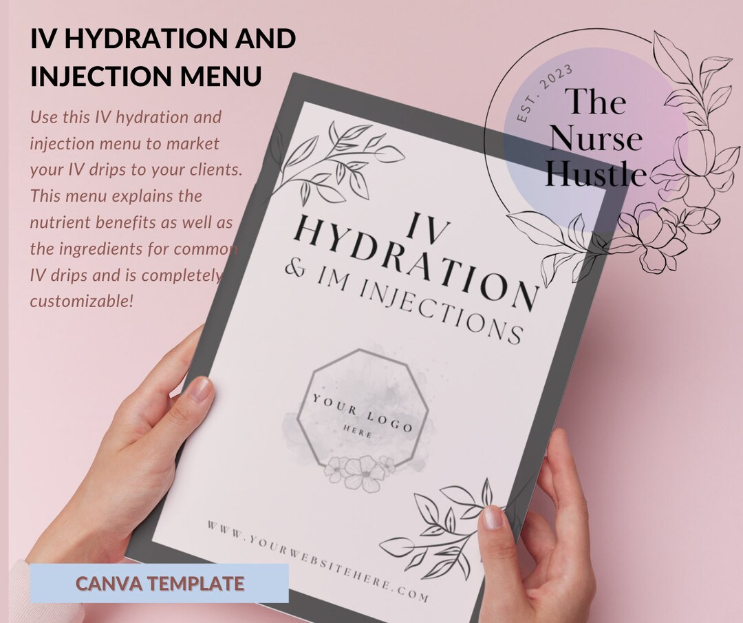 IV Hydration & Injection Menu Customizable Digital Download *canva ...