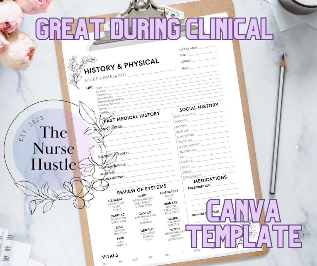 NP Student Medical History & Physical Template *CANVA TEMPLATE* Digital Download - Etsy