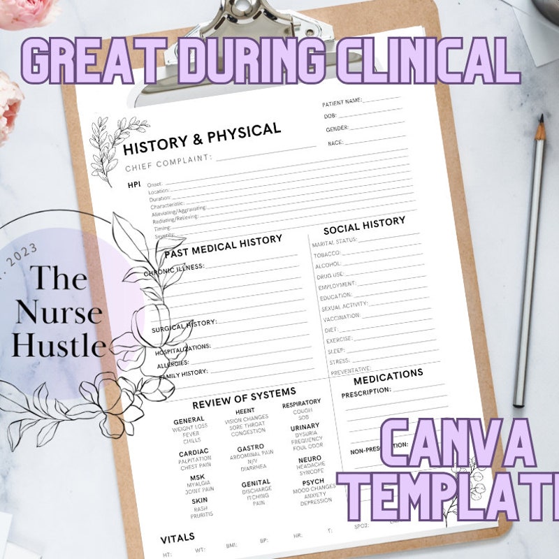 History and Physical Template - Etsy