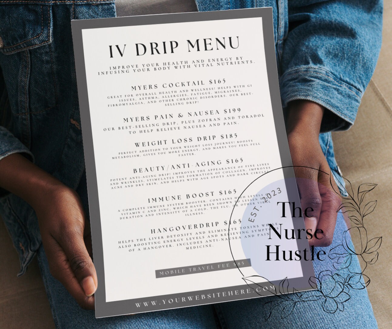IV Hydration & Injection Menu Customizable Digital Download *canva ...