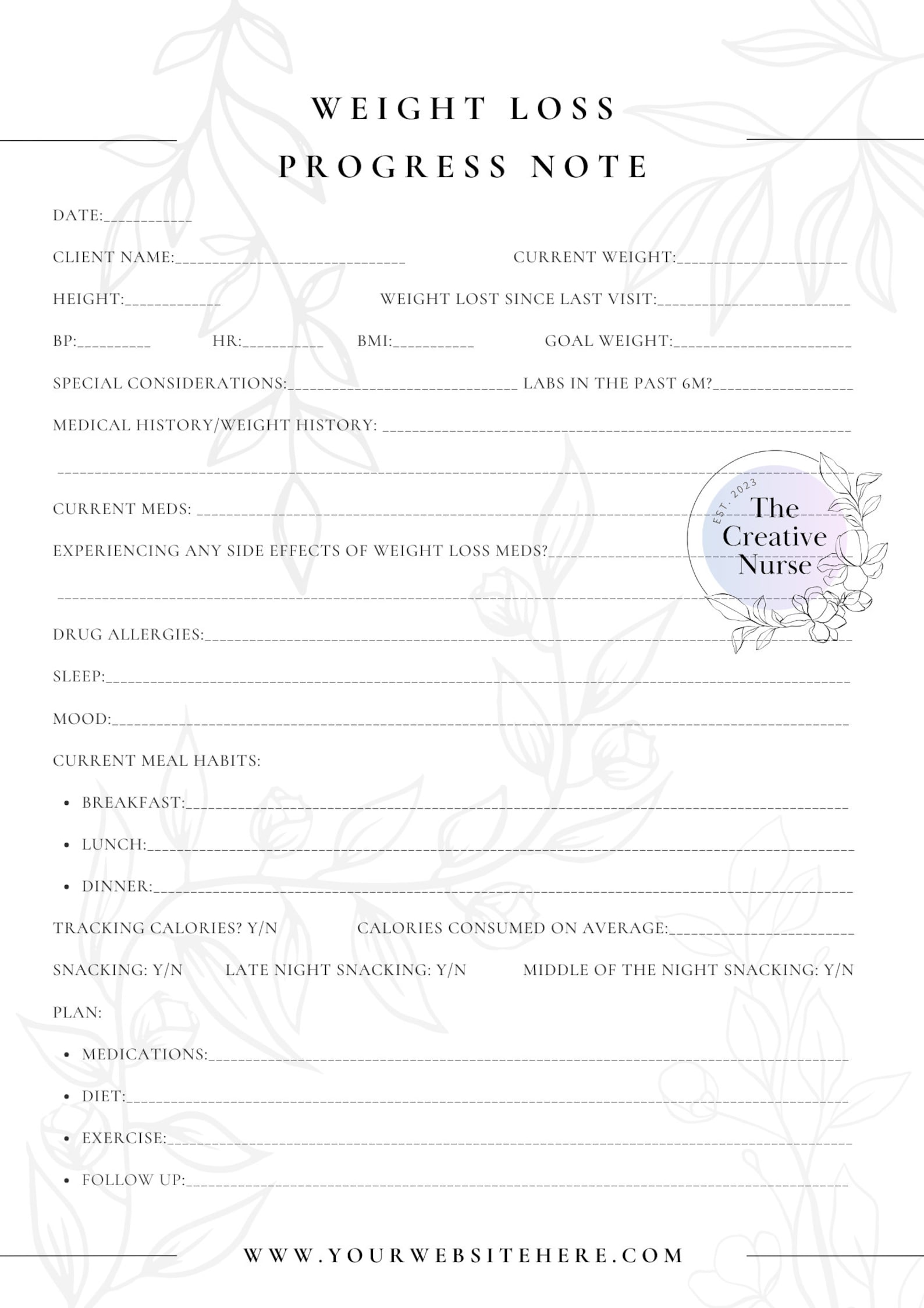 Weight Loss Journey Progress Note canva Template Digital - Etsy