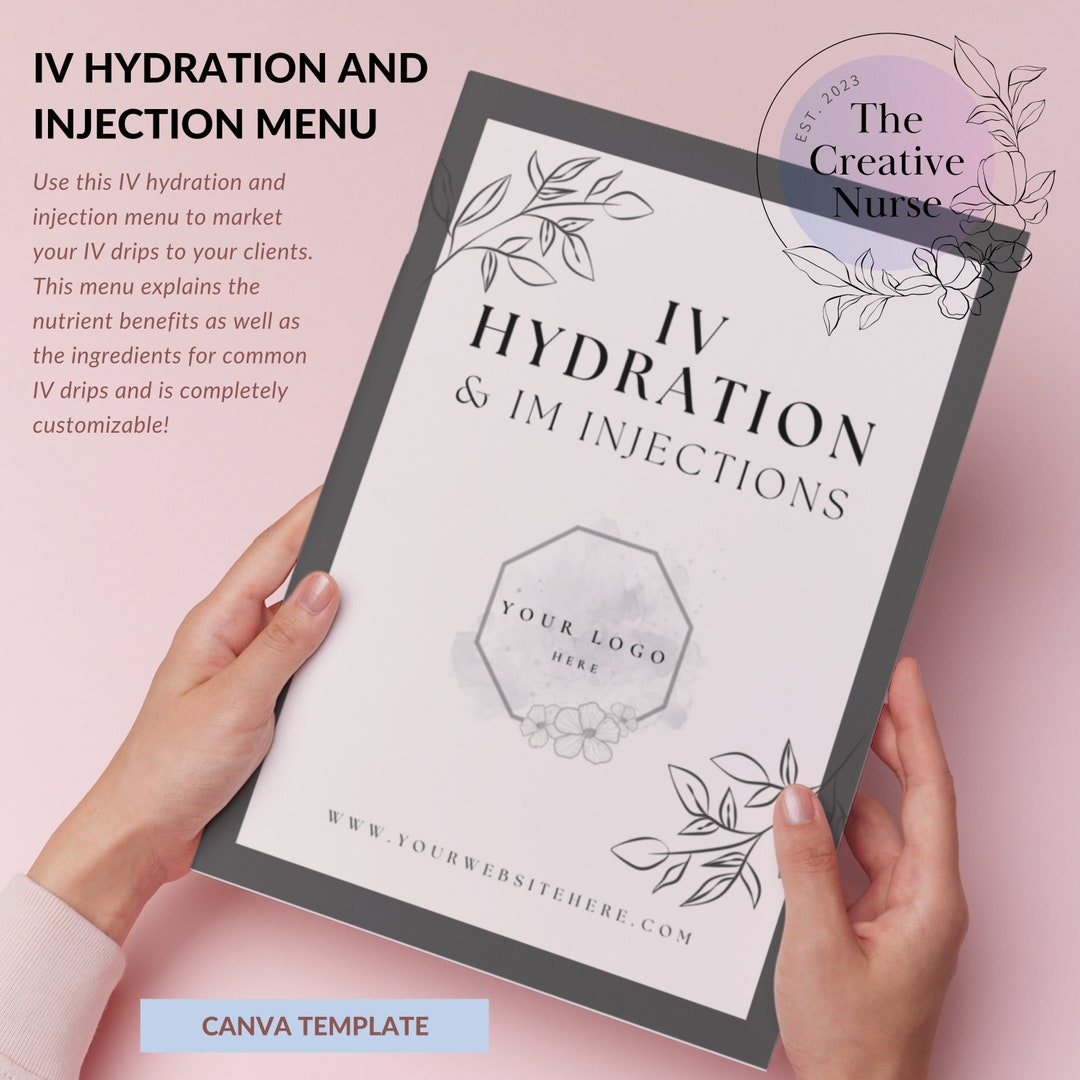 IV Hydration & Injection Menu Customizable Digital Download canva ...