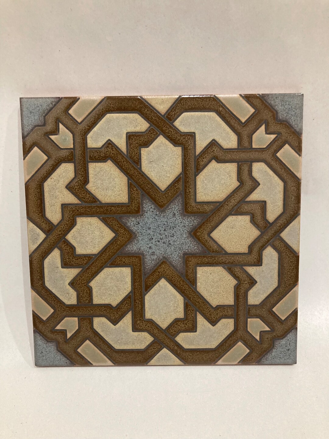 Trivet 8x8 Hand Glazed Ceramic Tile Islamic Star - Etsy