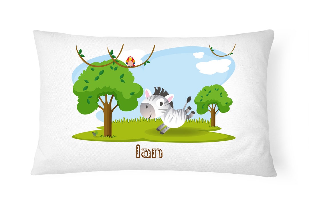 Personalised Safari Animals Pillow Case Cushion Cover With Zebra ...