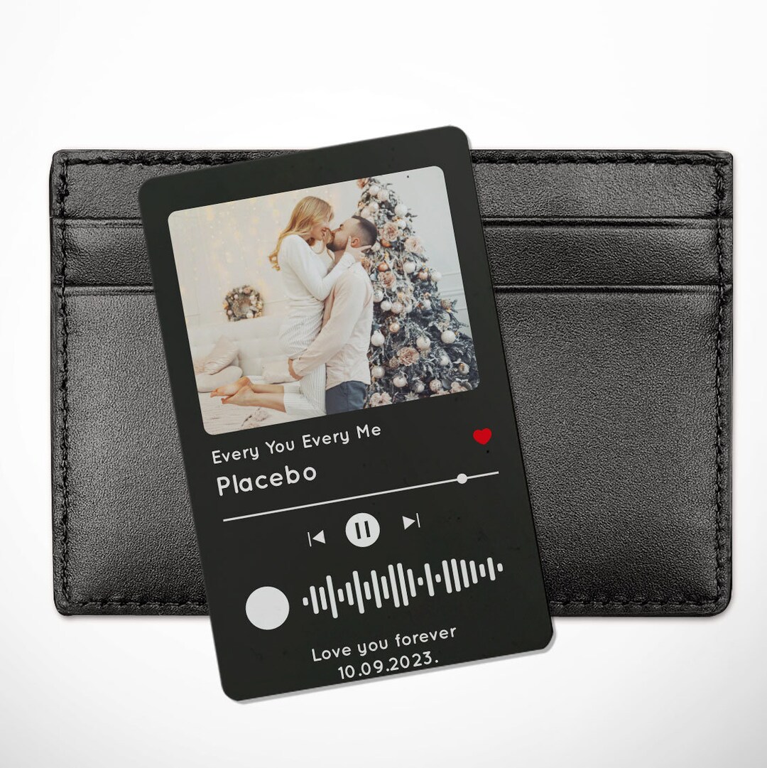 Personalised Song Plaque Metal Wallet Insert Card Music Playlist ...