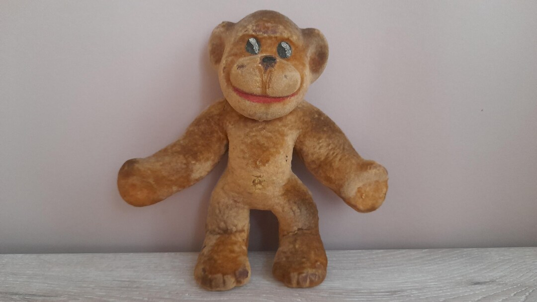 Vintage Soviet Monkey Toy, 1970s Flocked Foam Rubber, USSR Childhood ...