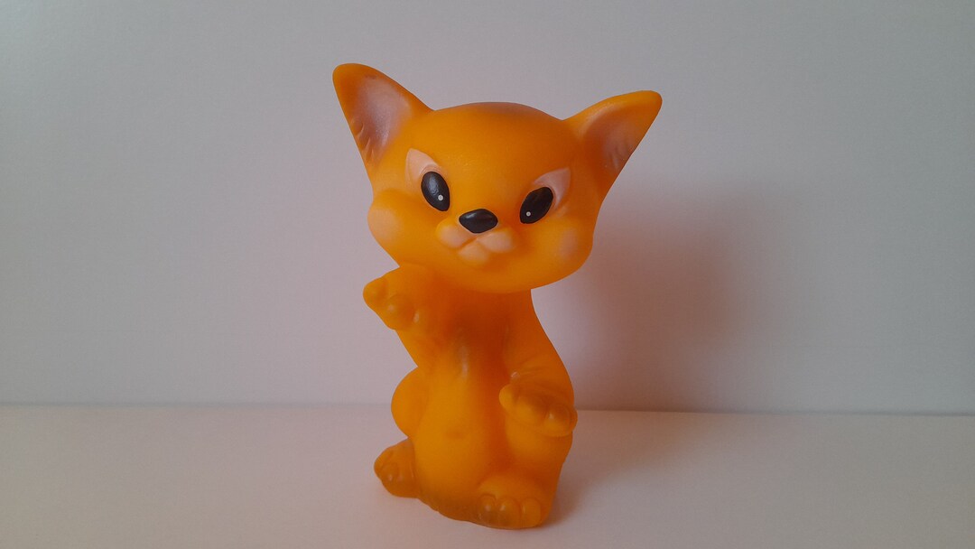 Orange Cat, Cat Animal, Vintage Rubber Cat, Cat Figurine, Rubber Animal ...