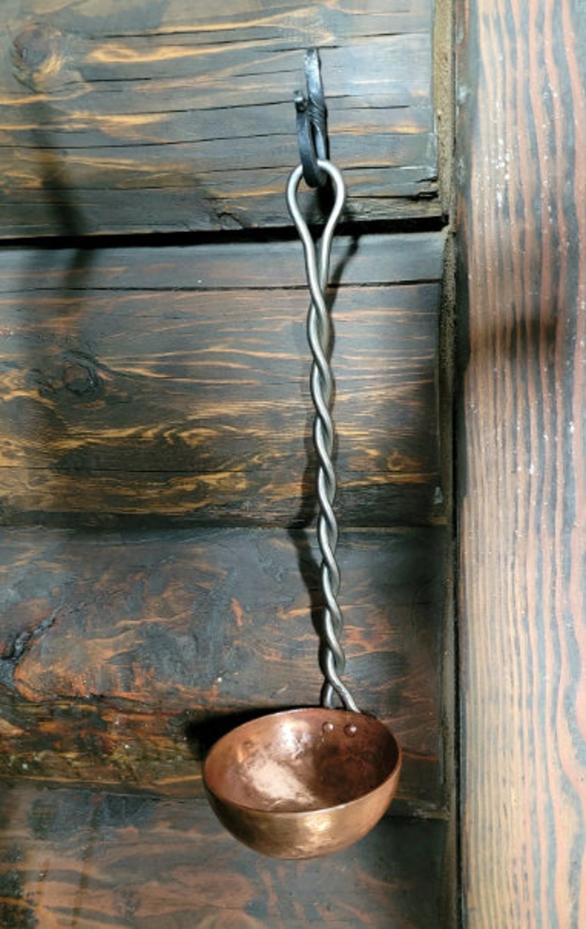 Hand Forged Twisted Iron and Copper Ladle - Etsy