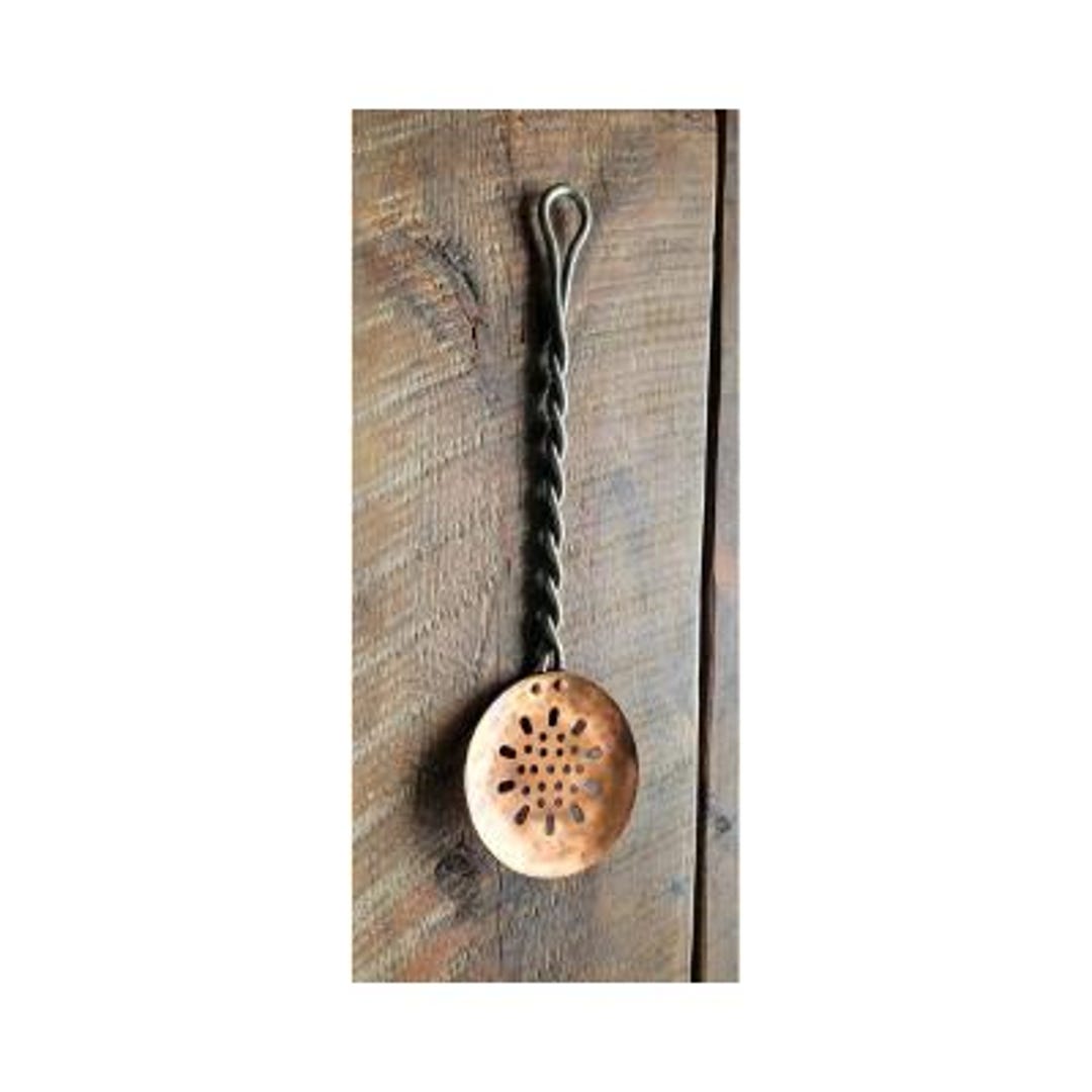 Hand Forged Twisted Iron and Copper Slotted Spoon - Etsy