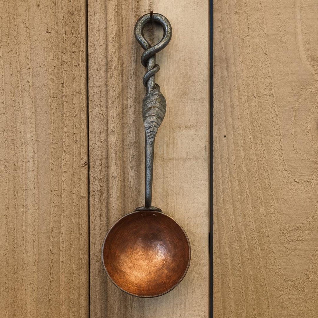 Hand Forged Solid Copper Egg Spoon With Steel Leaf Handle - Small - Etsy