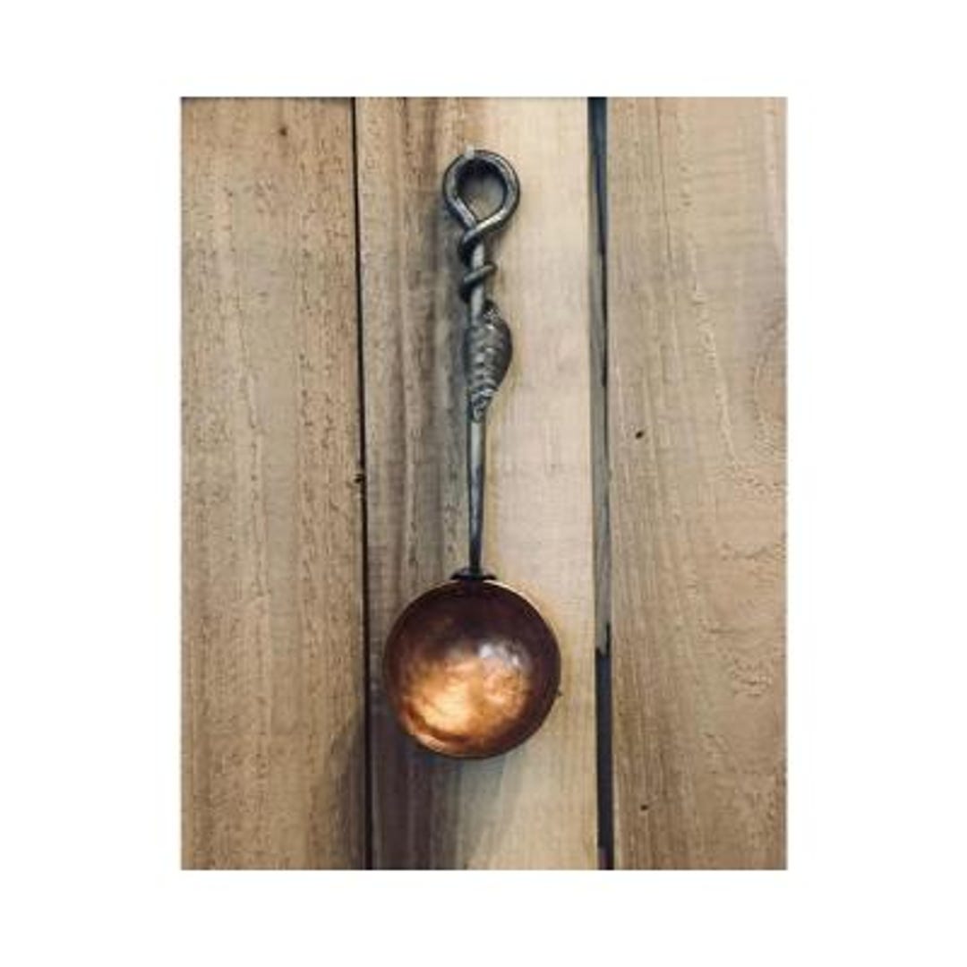 Hand Forged Solid Copper Egg Spoon With Steel Leaf Handle - Small - Etsy