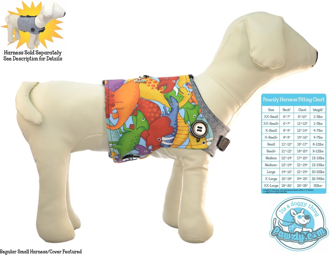 Colorful Dinosaur Dog Harness Vest * Triceratops, Tyrannosaurus Rex ...