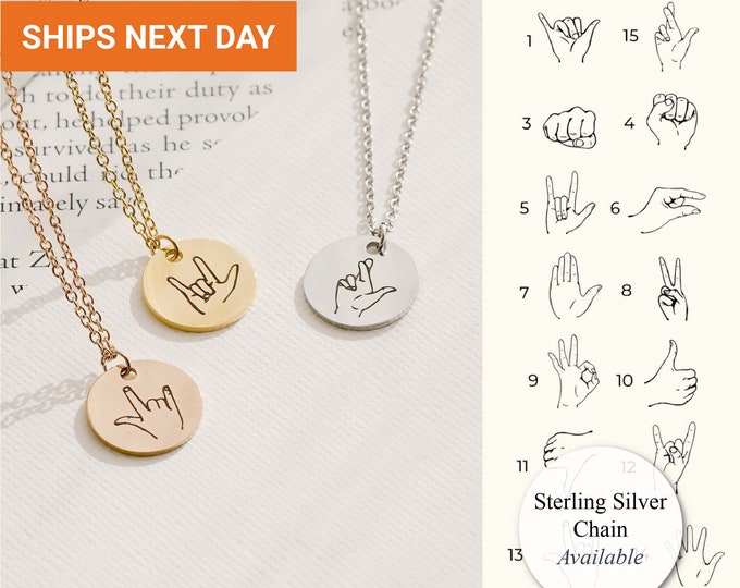 SIGN LANGUAGE INITIAL Necklace in Sterling Silver Asl - Etsy