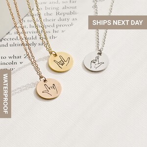 Custom Sign Language Necklace ASL Hand Gesture Jewelry American Sign ...