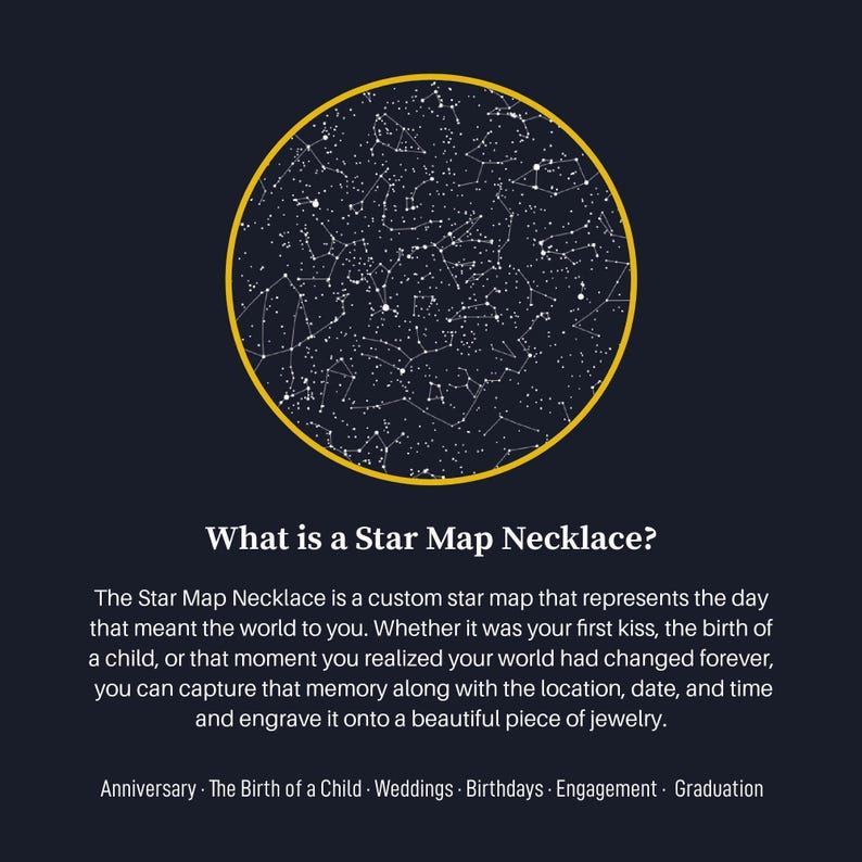 Custom Star Map Necklace, Engraved Personalized Night Sky Necklace ...
