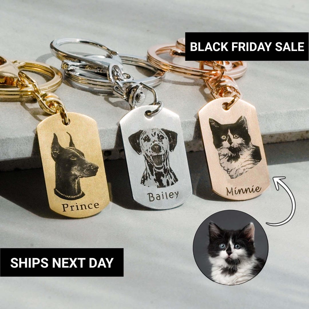Unique Custom Dog Keychain, Personalized Portrait From Photo, Pet ...
