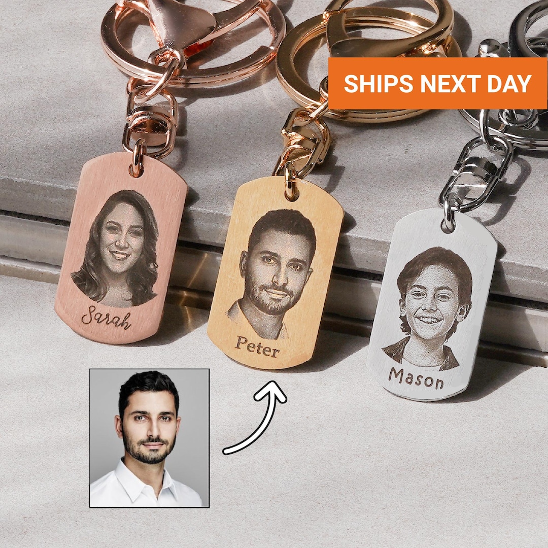 Custom Photo Engraved Keychains, Personalized Portrait Keychains ...