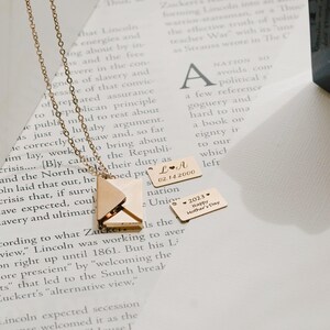 Secret Message Personalized Envelope Necklace, Hidden Message Necklace ...