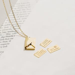 Secret Message Personalized Envelope Necklace, Hidden Message Necklace ...