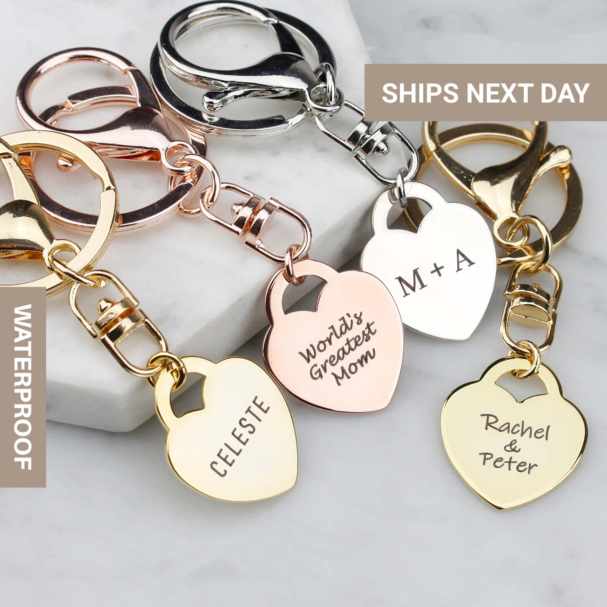 Custom Heart Keychain for Women, Mother's Gift, Best Friend Gift ...