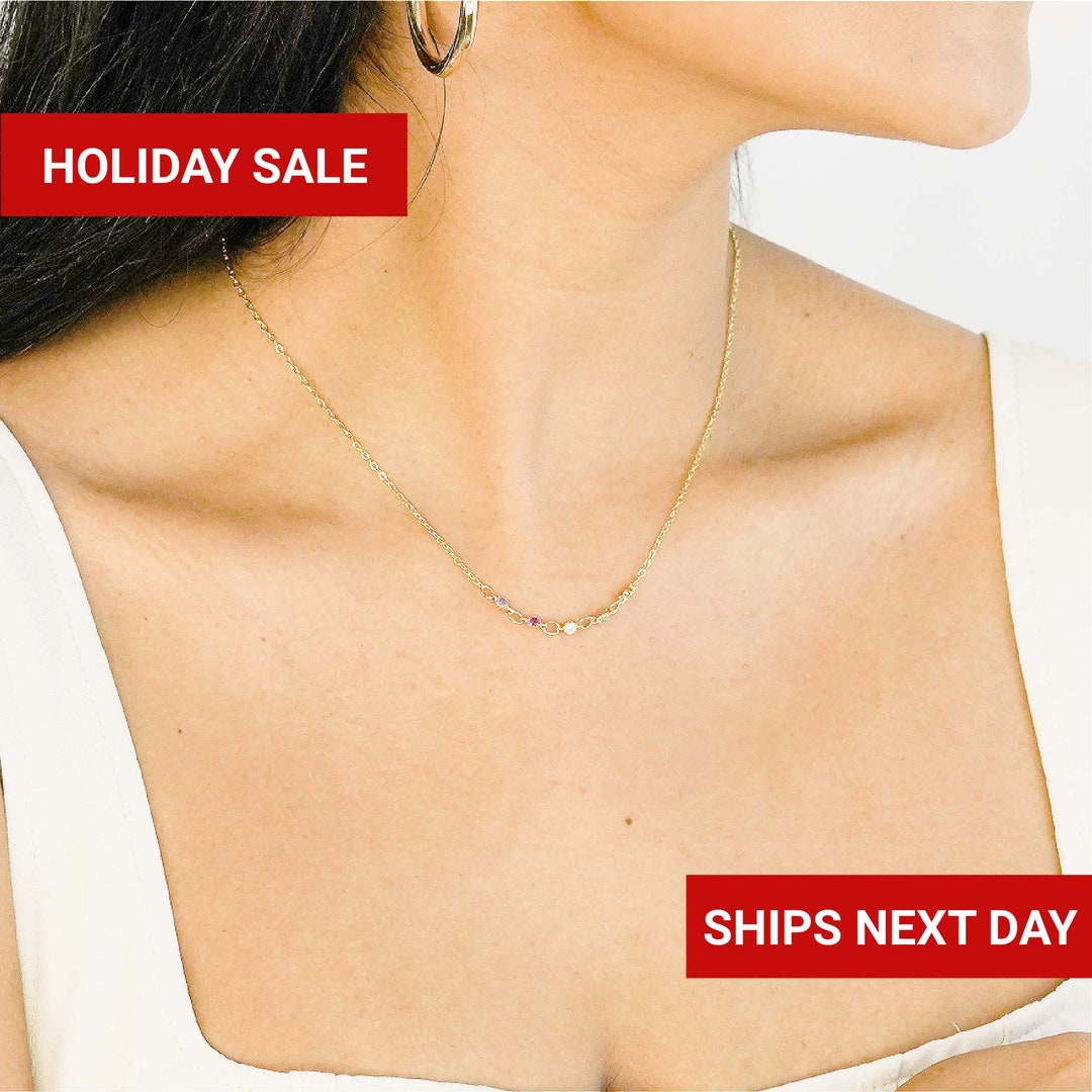 Custom Gold Birthstone Necklace, Birthstone Necklace for Mom, Family ...