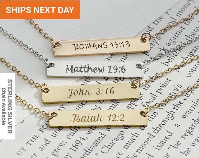 Custom Bible Verse, Scripture Necklace, 14k Gold Filled, Sterling ...