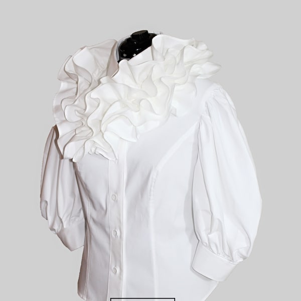 White Ruffle Blouse - Etsy