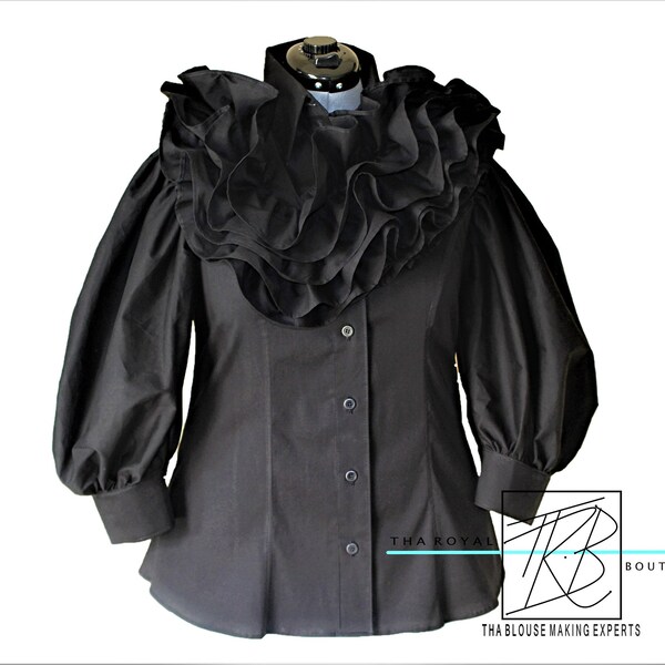 Ruffle Collar Shirt - Etsy