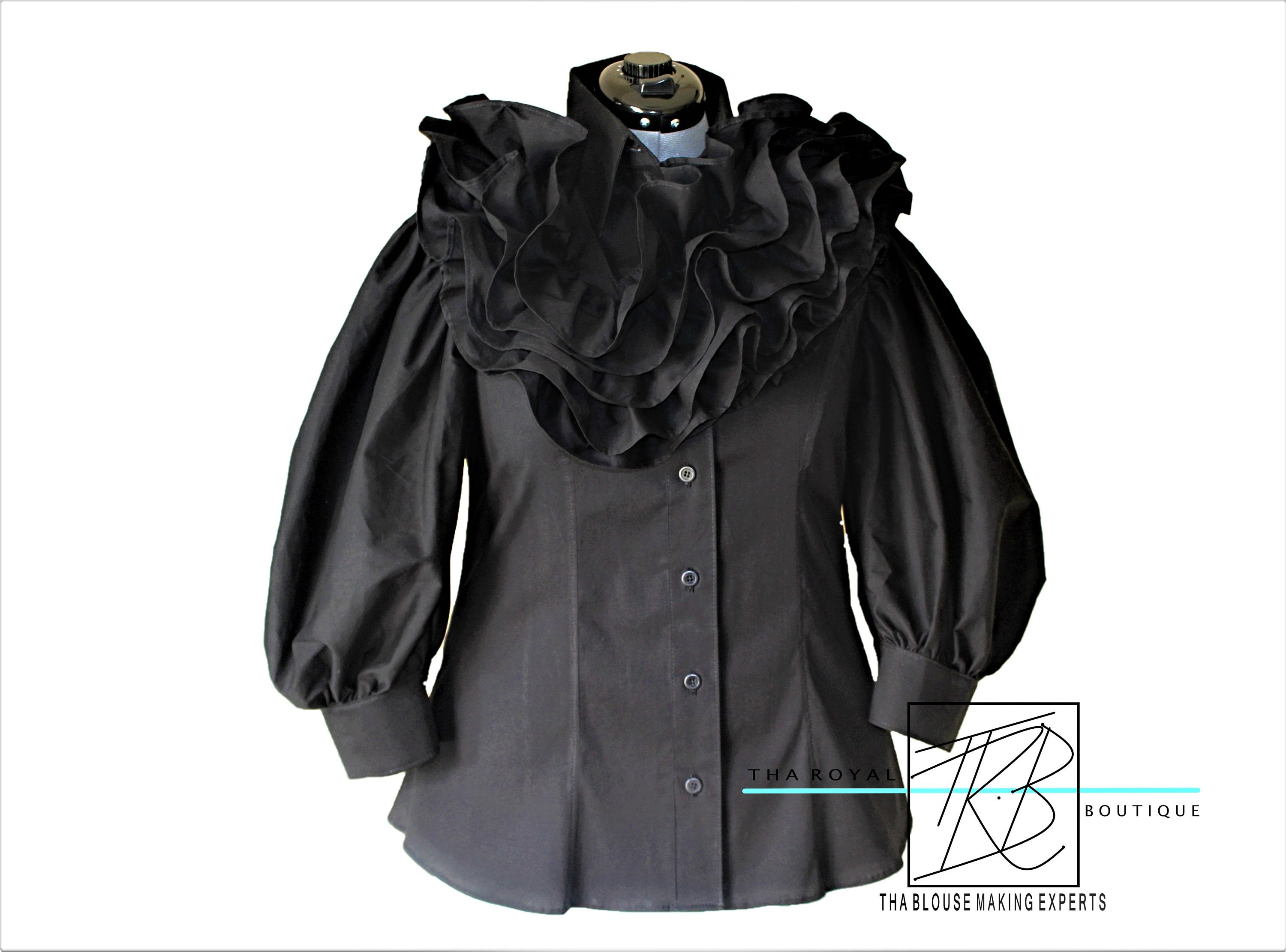 Ruffle Blouse, White Ruffle Blouse, Shirt With Ruffles, Detachable Bow ...