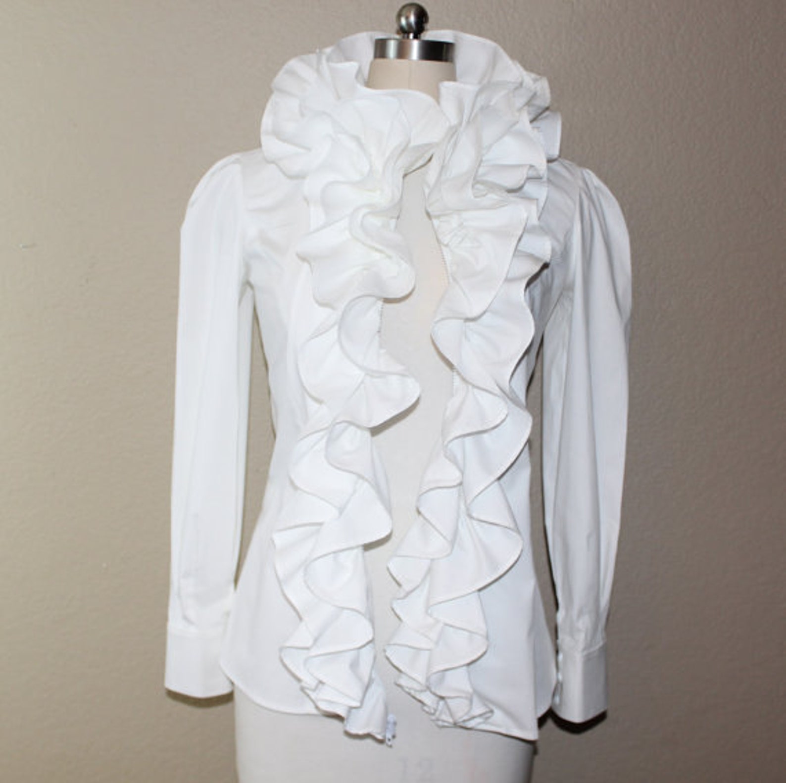 Ruffle Blouse/blouse With Ruffles/extra Long Ruffle Blouse | Etsy