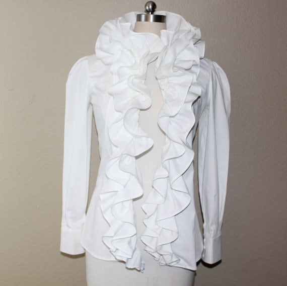 Ruffle Blouse/blouse With Ruffles/extra Long Ruffle Blouse | Etsy