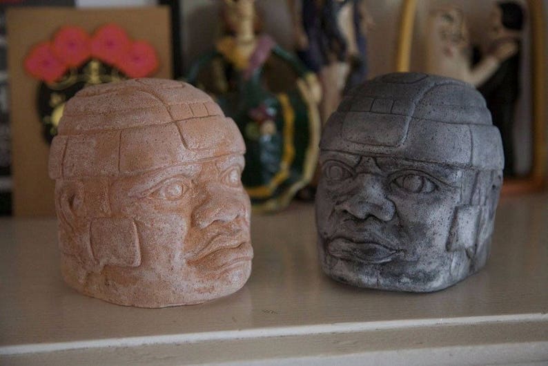 Set of Two Pre-columbian Handmade Olmec Head Sculptures - Etsy