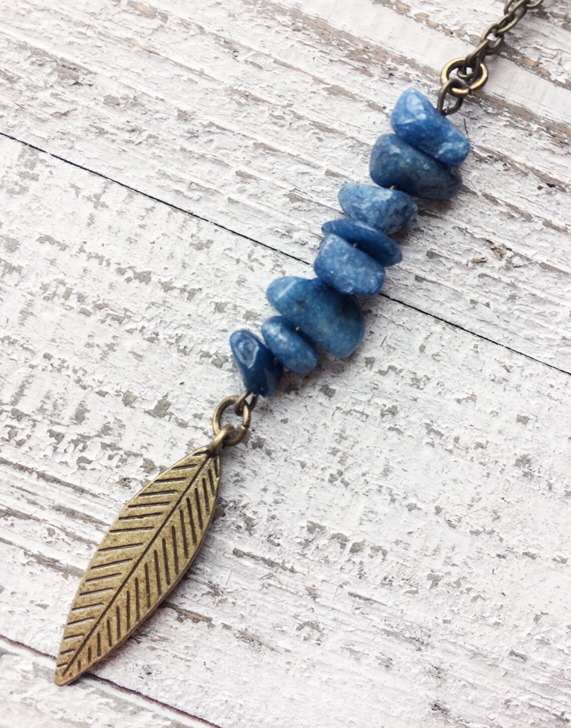 Blue Quartzite Pendant Necklace // Natural Stone Necklace // - Etsy