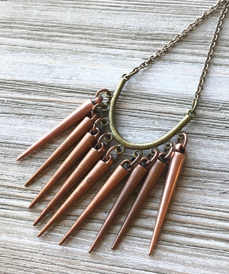 Metal Spike Necklace // Long Spike Necklace // Edgy Necklace - Etsy