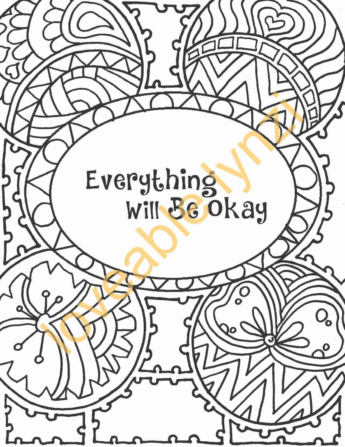 Adult Coloring Book, Printable!! INSTANT DOWNLOAD! Pdf. Positive Words ...
