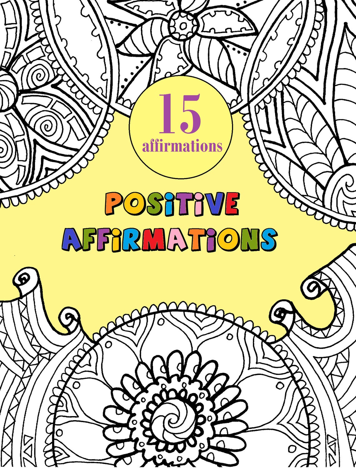 Adult Coloring Book PDF. Printable INSTANT DOWNLOAD 15 Positive ...