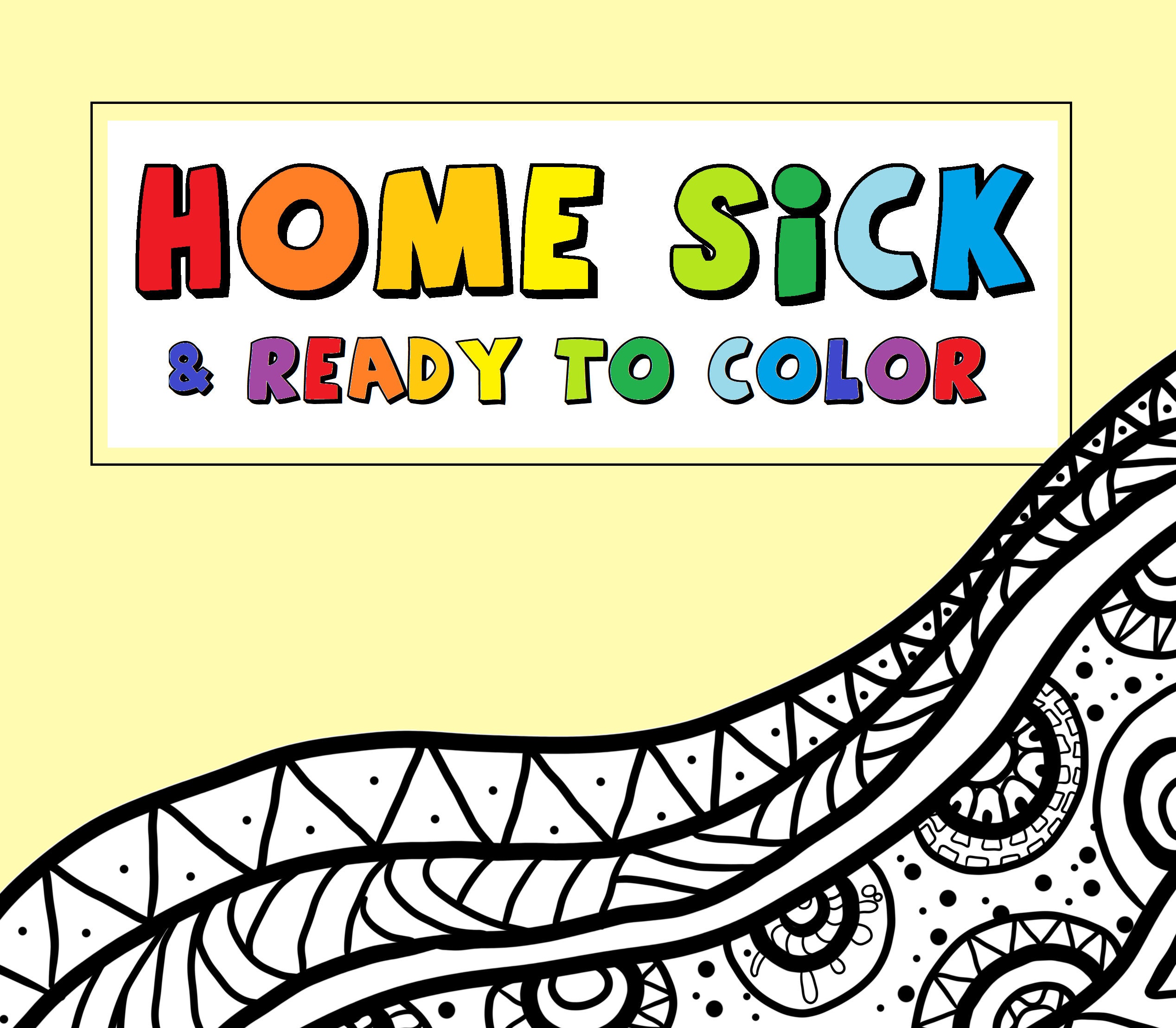 Home Sick, a Coloring Book PDF. Printable INSTANT DOWNLOAD 8 Get Well ...