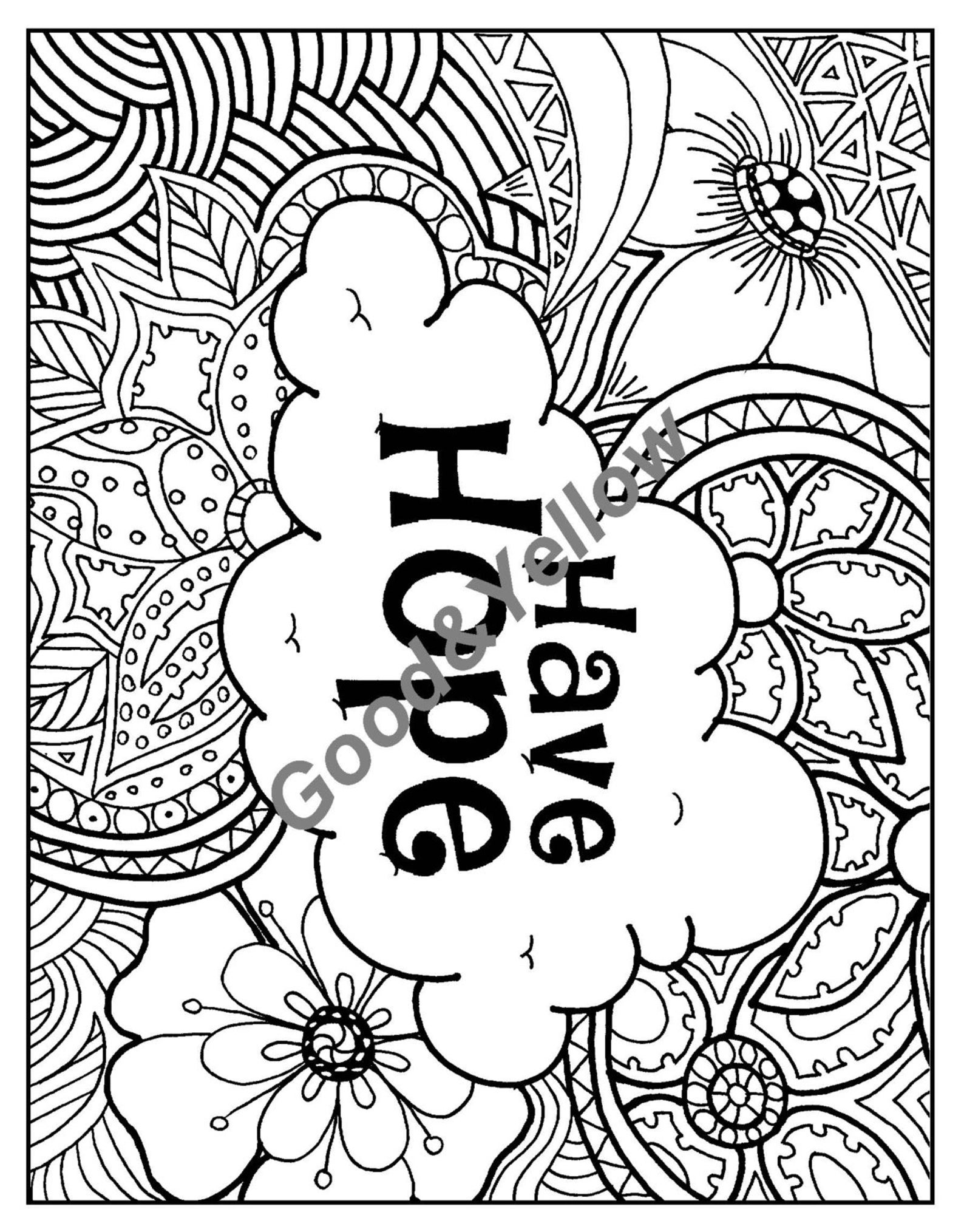Adult Coloring Book PDF. Printable!! INSTANT DOWNLOAD! 15 Positive ...