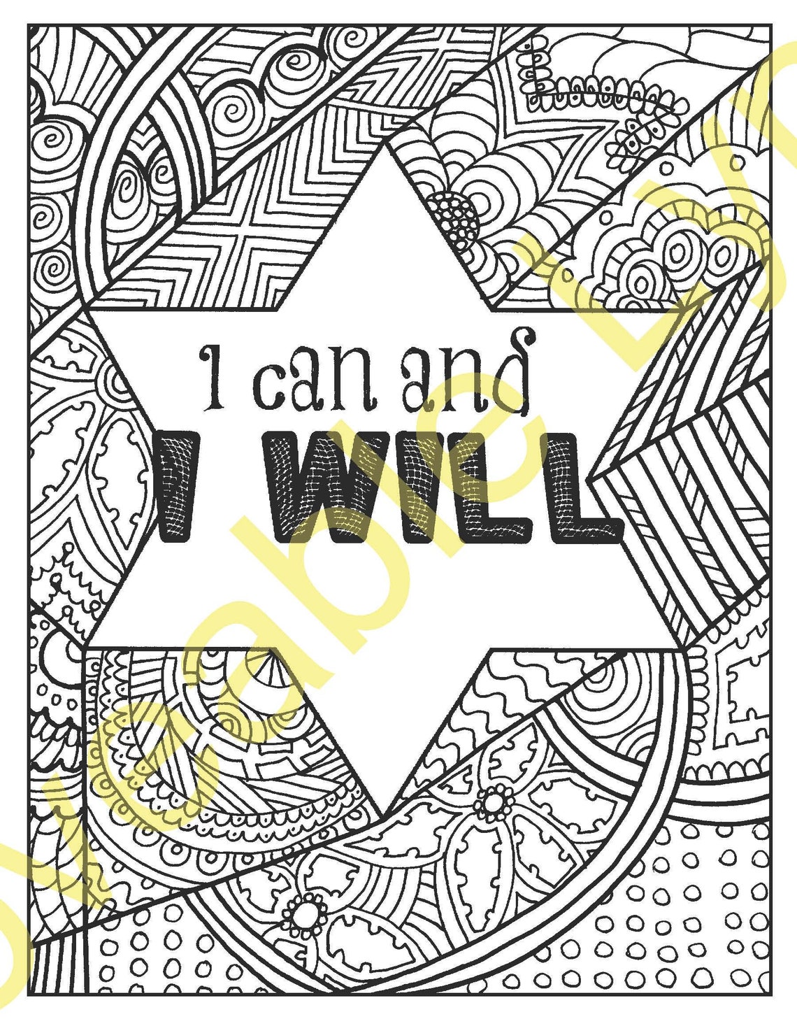 Adult Coloring Book PDF. Printable!! INSTANT DOWNLOAD! 15 Positive ...