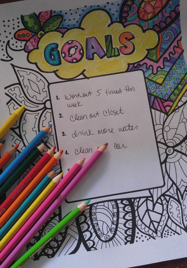 Adult Coloring Book Page, Goal Planner Page, Printable!! INSTANT ...