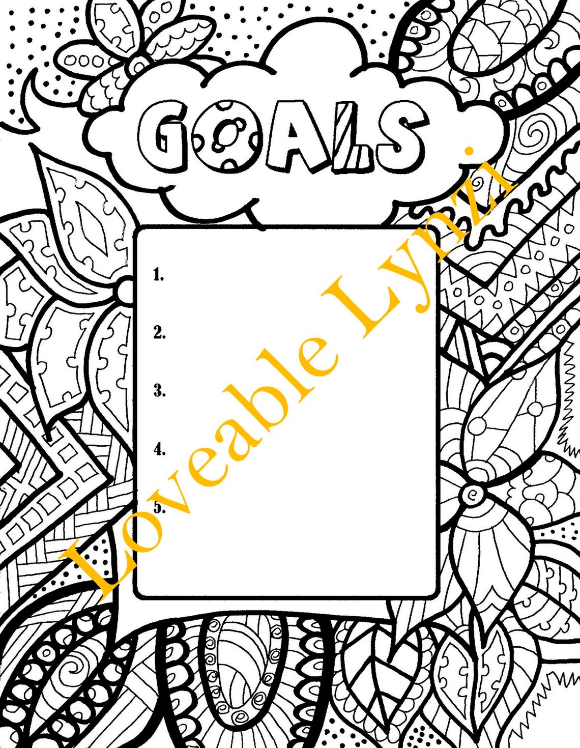 Adult Coloring Book Page, Goal Planner Page, Printable!! INSTANT ...