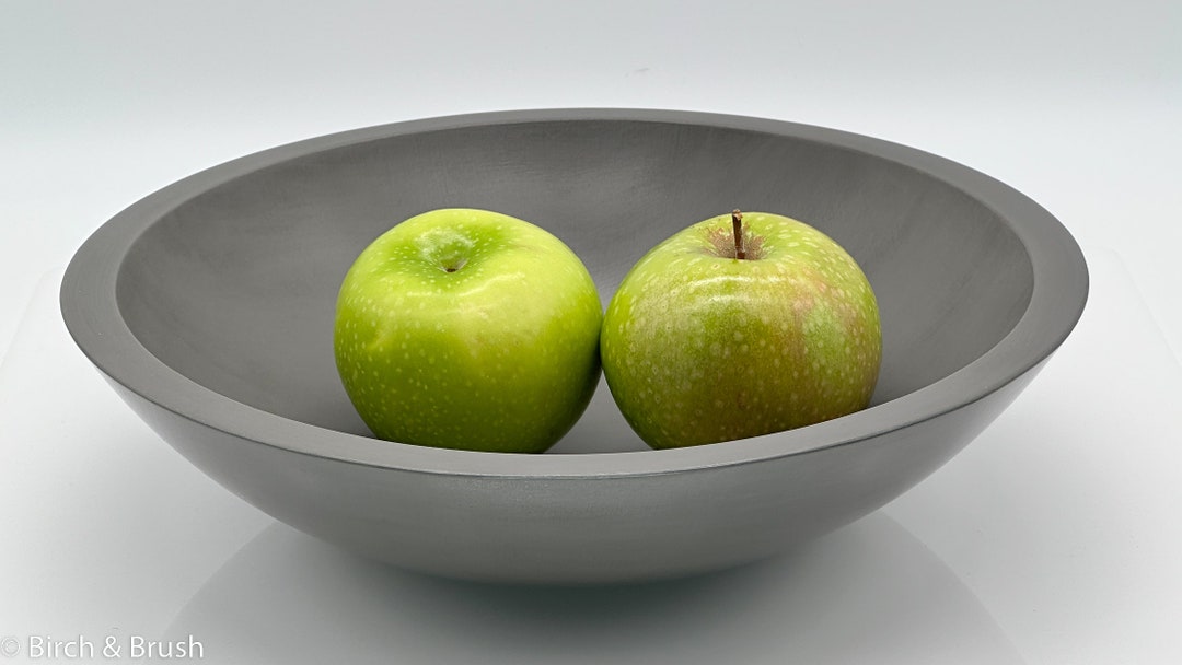 Charcoal Gray Wooden Bowl -table Centerpiece -large Fruit Bowl -large ...