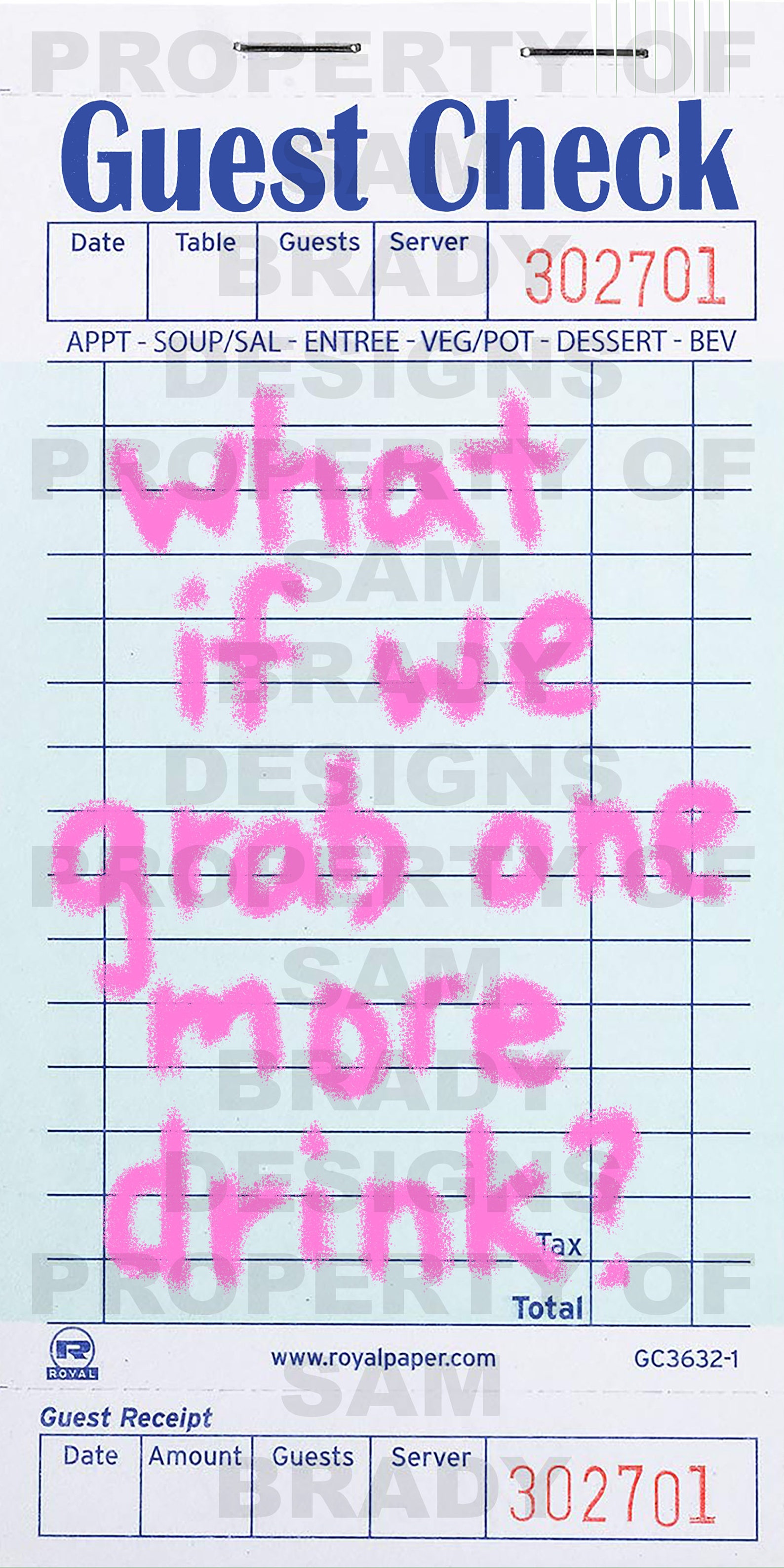 Guest Check CUSTOM REQUEST Poster/wall Art, Aesthetic Room Decor - Etsy