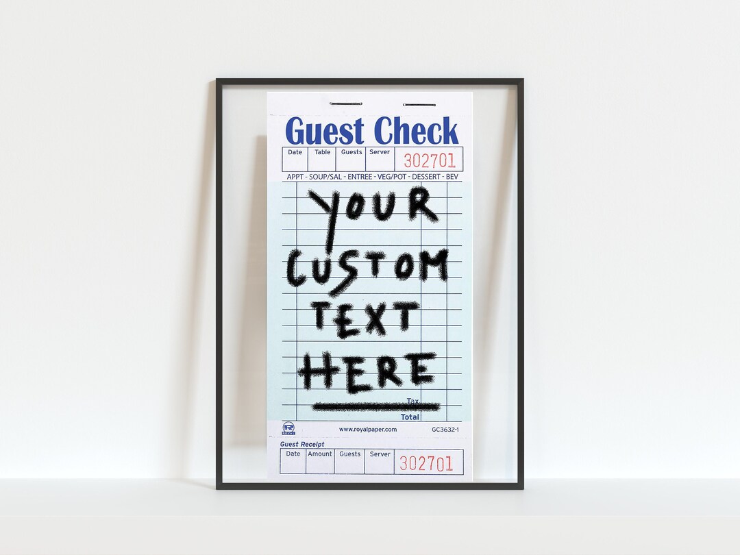 Guest Check CUSTOM REQUEST Poster/wall Art, Aesthetic Room Decor - Etsy