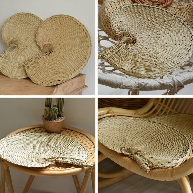 Natural Bamboo Fan - Handmade Raffia Hand Fans,wedding Fans,wall ...