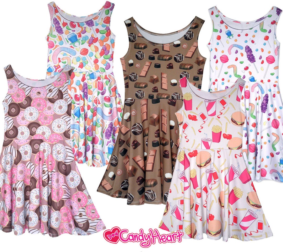 Food Print Dress / Donut Dress / Donut Print Dress / Junk Food Print ...