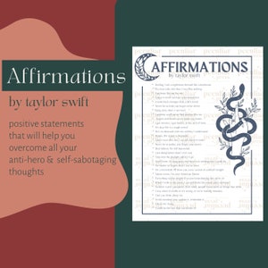 Printable Poster Positive Affirmations by Taylor Swift - Etsy