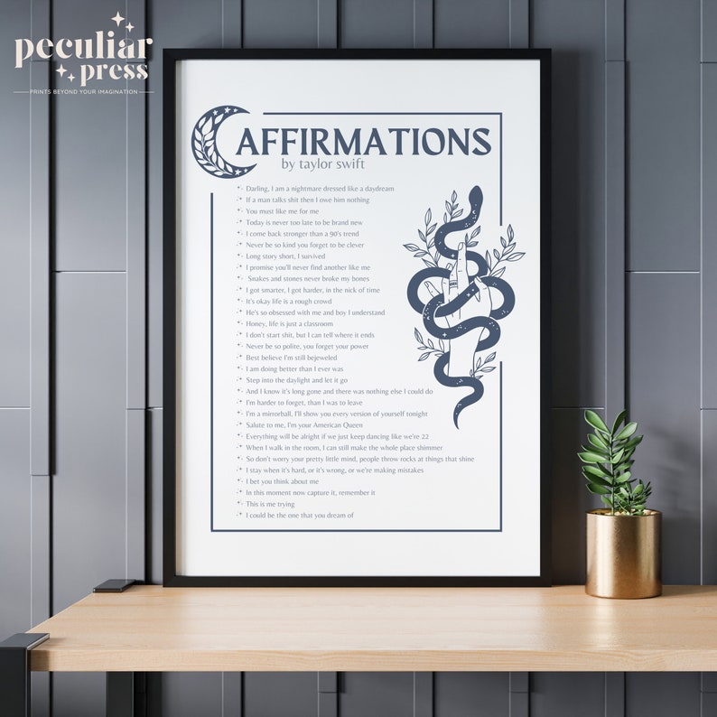Printable Poster Positive Affirmations by Taylor Swift, Taylor Swift ...