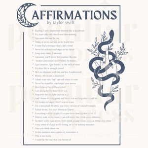 Printable Poster Positive Affirmations by Taylor Swift - Etsy