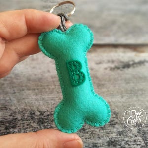 Personalized Dog Bone Keychain, Wool Felt Colorful Keyring, Dog Lover ...